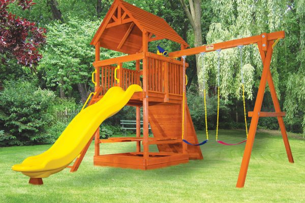 5.5 Bengal Fort | Small Backyard w/ Wood Roof | Wacky Wave Slide