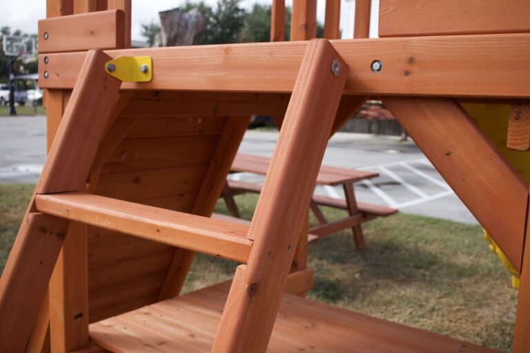 Toucan Fort Swing Set: Wooden Roof | Picnic Table | Wave Slide